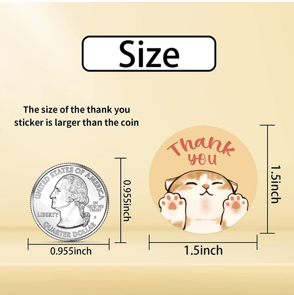 Office | 10 Count Kawaii Thank You Cat Stickers | Poshmark